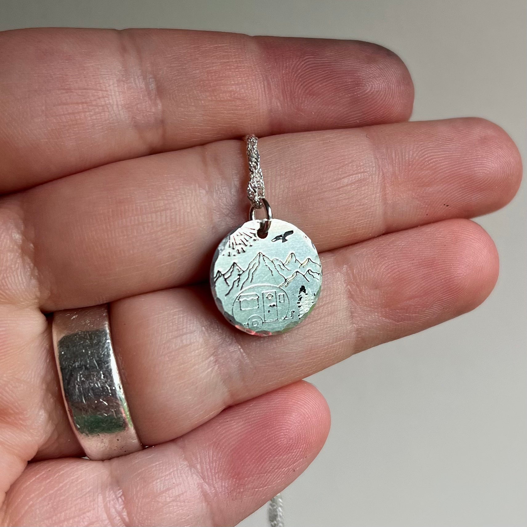 Silver Round Camper Wanderlust Necklace – Resident Artisan